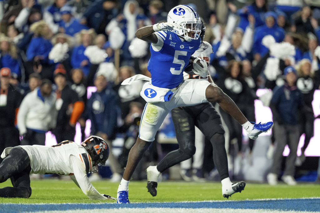 No. 13 BYU outlasts Oklahoma State to remain undefeated, winning 38-35 ...